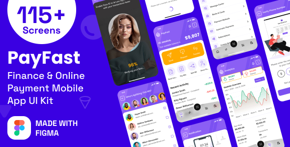 PayFast E-Wallet | Finance & Online Payment Mobile App UI Kit Figma Template by The_Krishna